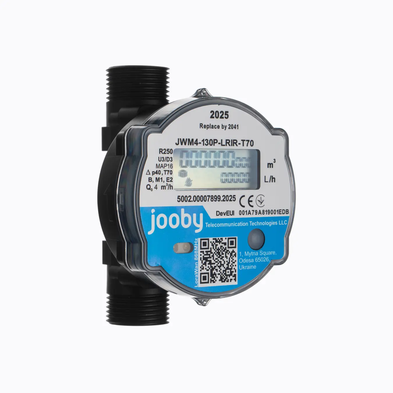 JOOBY JWM4-130P-LRIR (DN20), T70 - ultrasonic water meter mounting ...